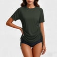 Neewe Women Fashion Summer Plain Round Neck Short Sleeve Rash Guard Sun ...