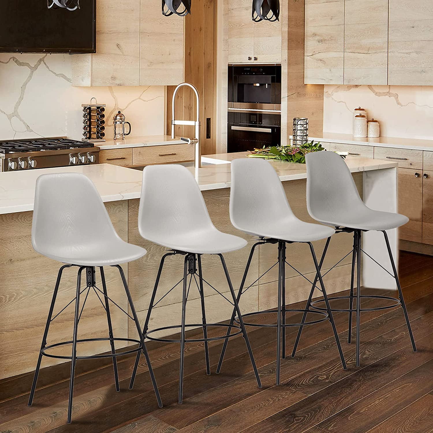 Andeworld Swivel Counter Bar Stools Set of 4 with Backs Mid Century ...