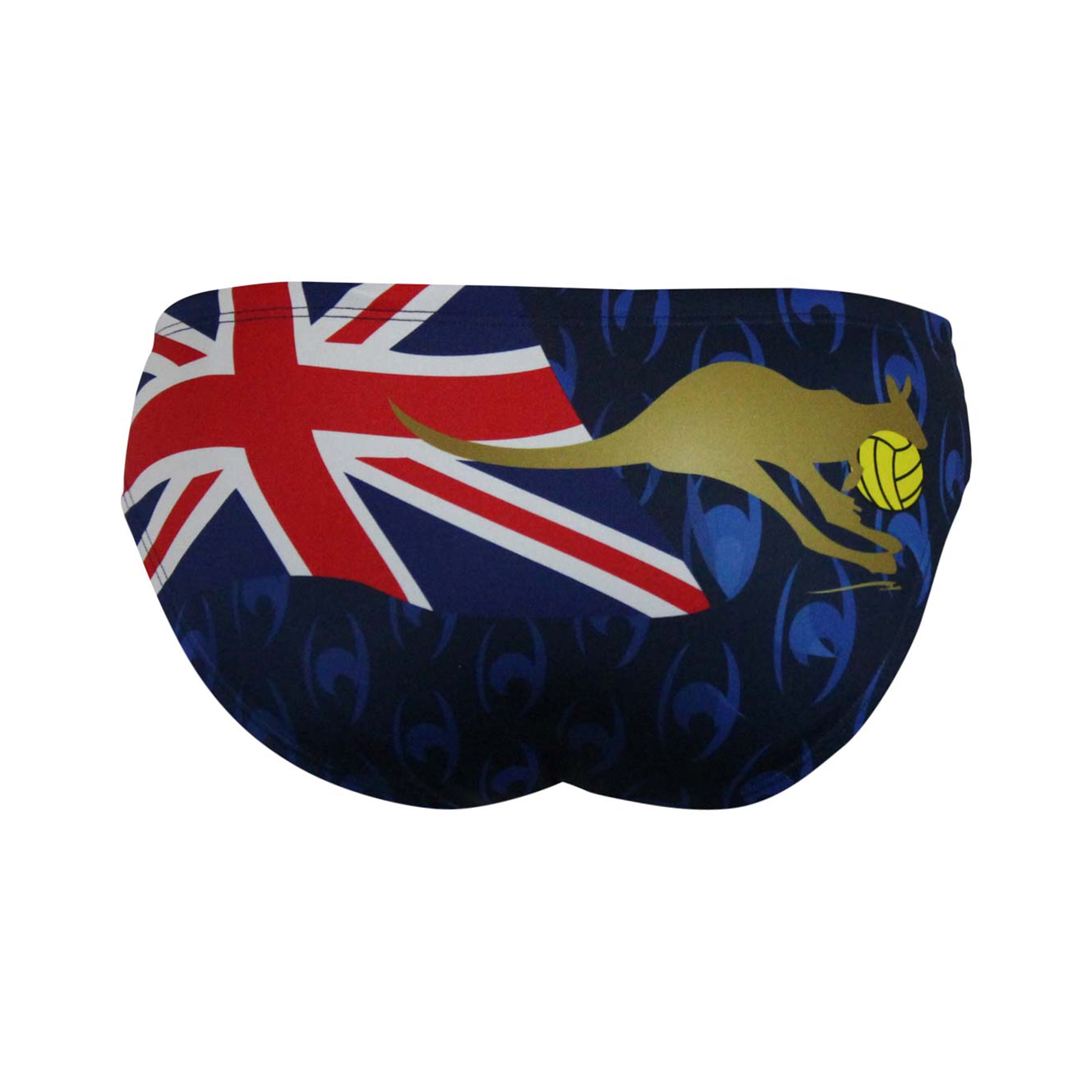 Mens Swimsuit Brief Athletic Swimwear Waterswim Australian Kangaroo Blue Water Polo