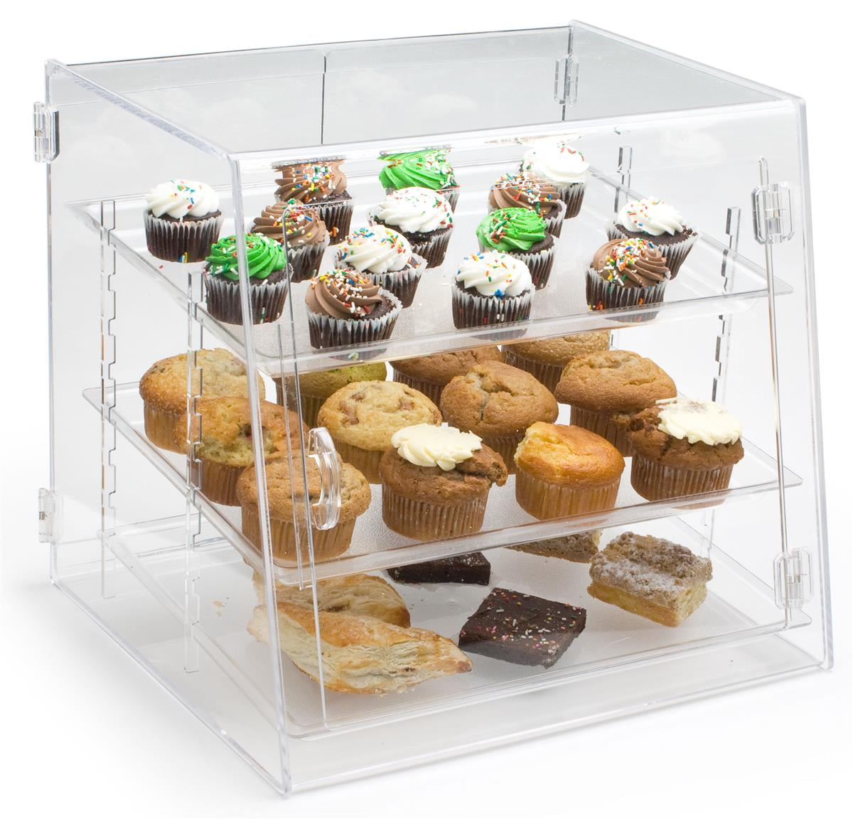 Clear Acrylic Pastry Case with 3 Removable Shelves, Front and Rear ...