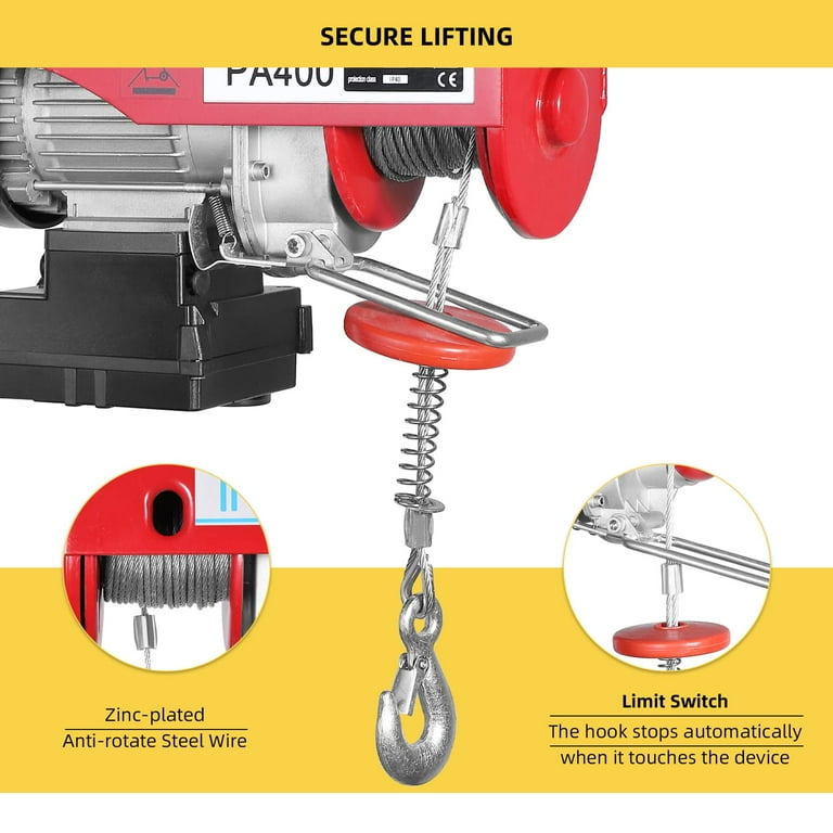 Overhead Electric Hoist 440lb Cable Crane Lift Winch W Kabeltakel