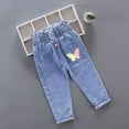 Edvintorg 2-7 Years Kids Jeans Girls Cute Sweet Printed Elastic Wasit ...