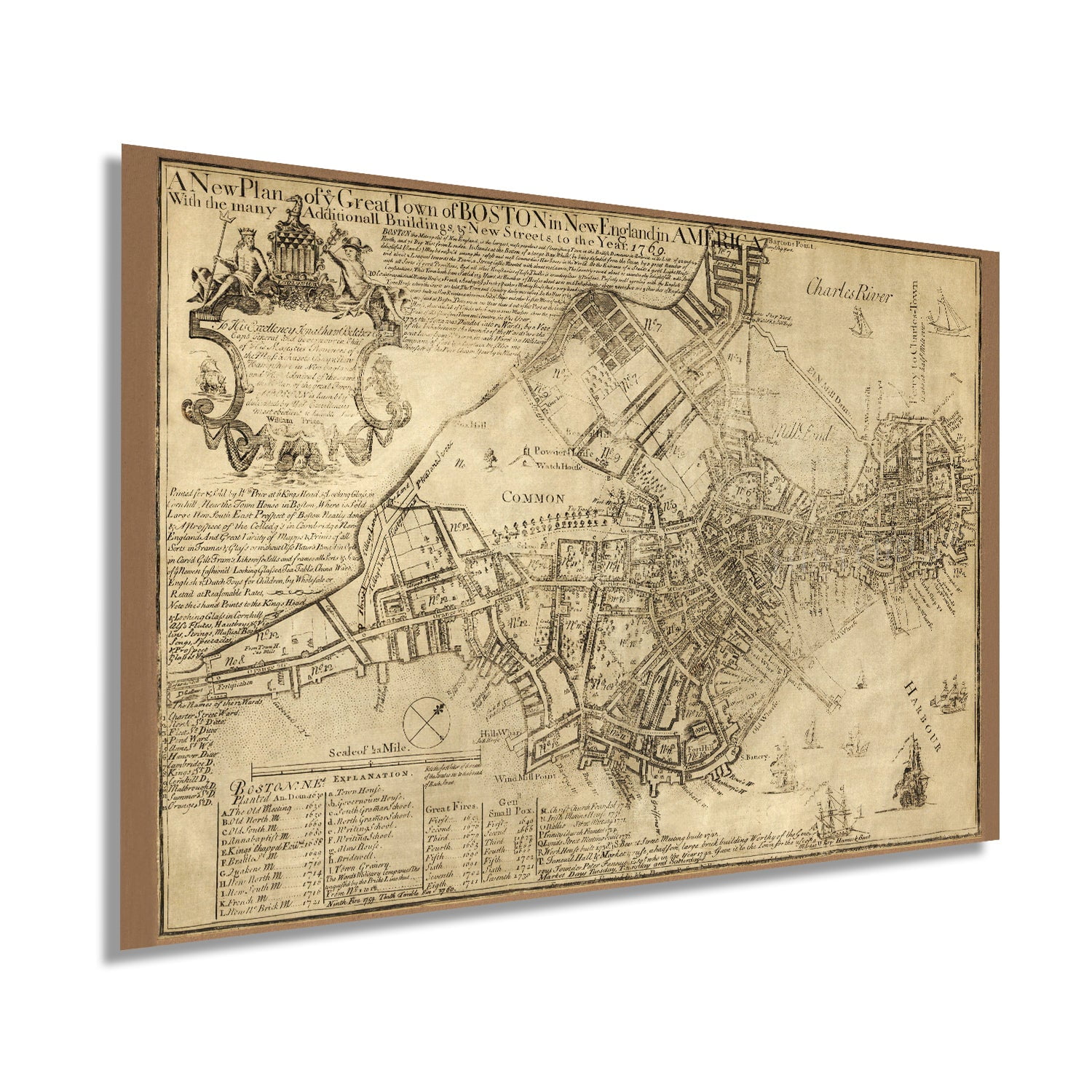 1769 Map of Boston Massachusetts - Vintage Map Wall Art - Vintage ...