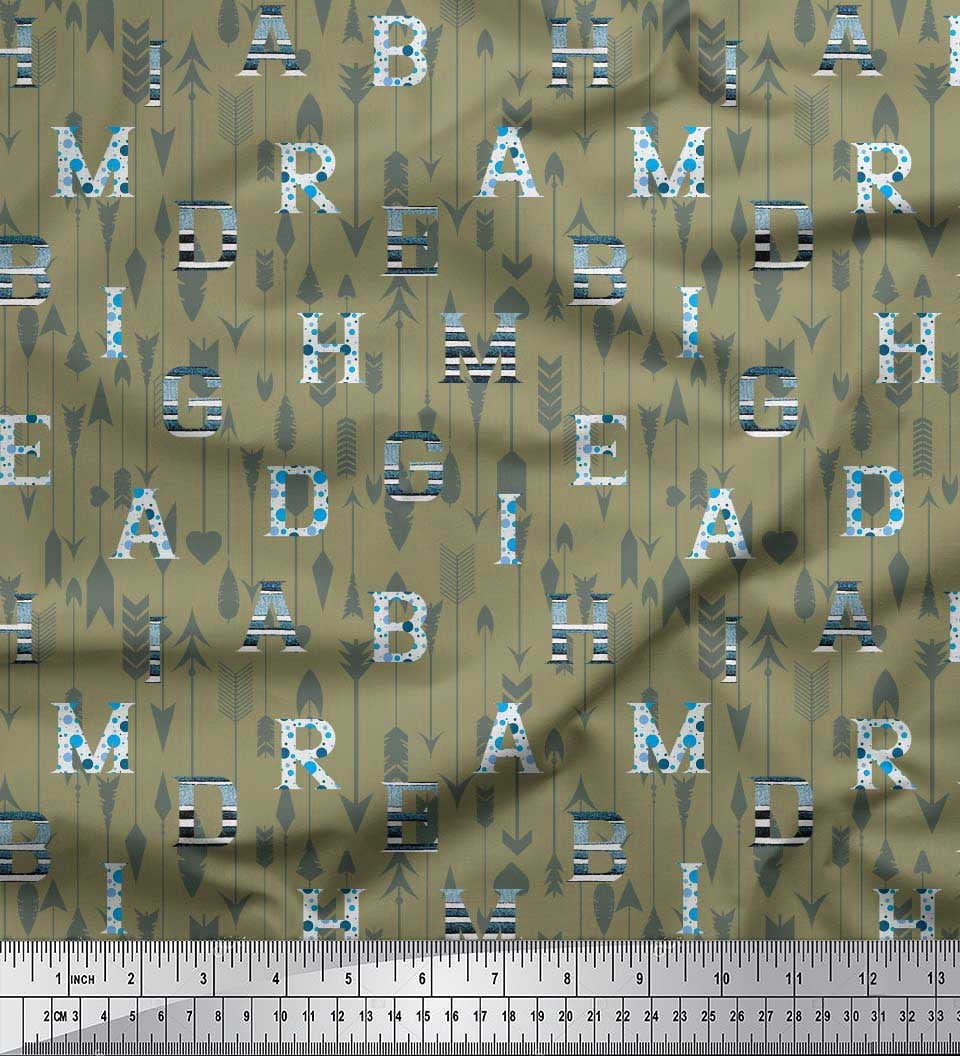 Soimoi Silk Fabric Dot,Arrow & Alphabets Text Print Fabric by Yard 42 ...
