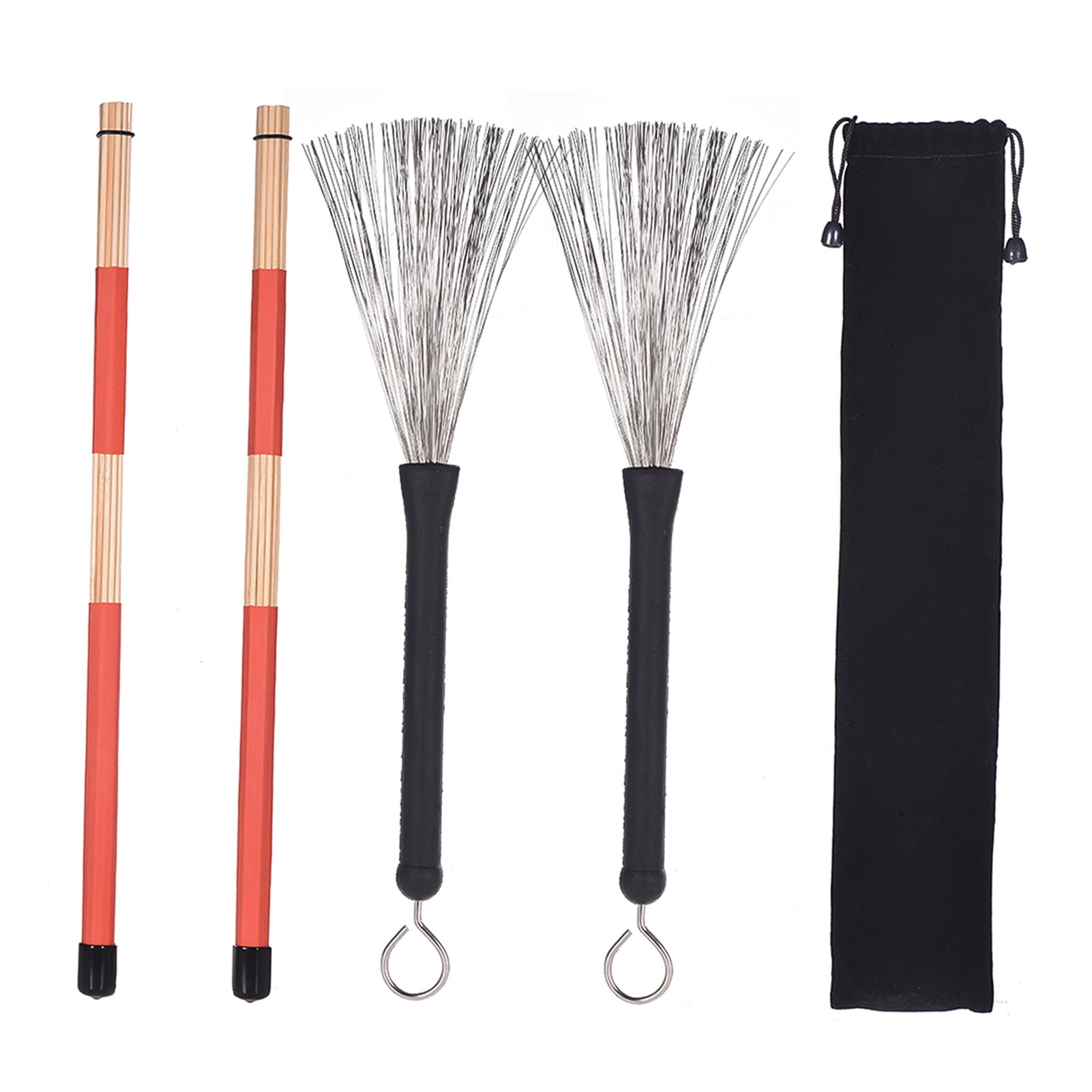 Palillo de tambor 1 Par Drum Rods Sticks + 1 Par Drum Brushes Drum ...