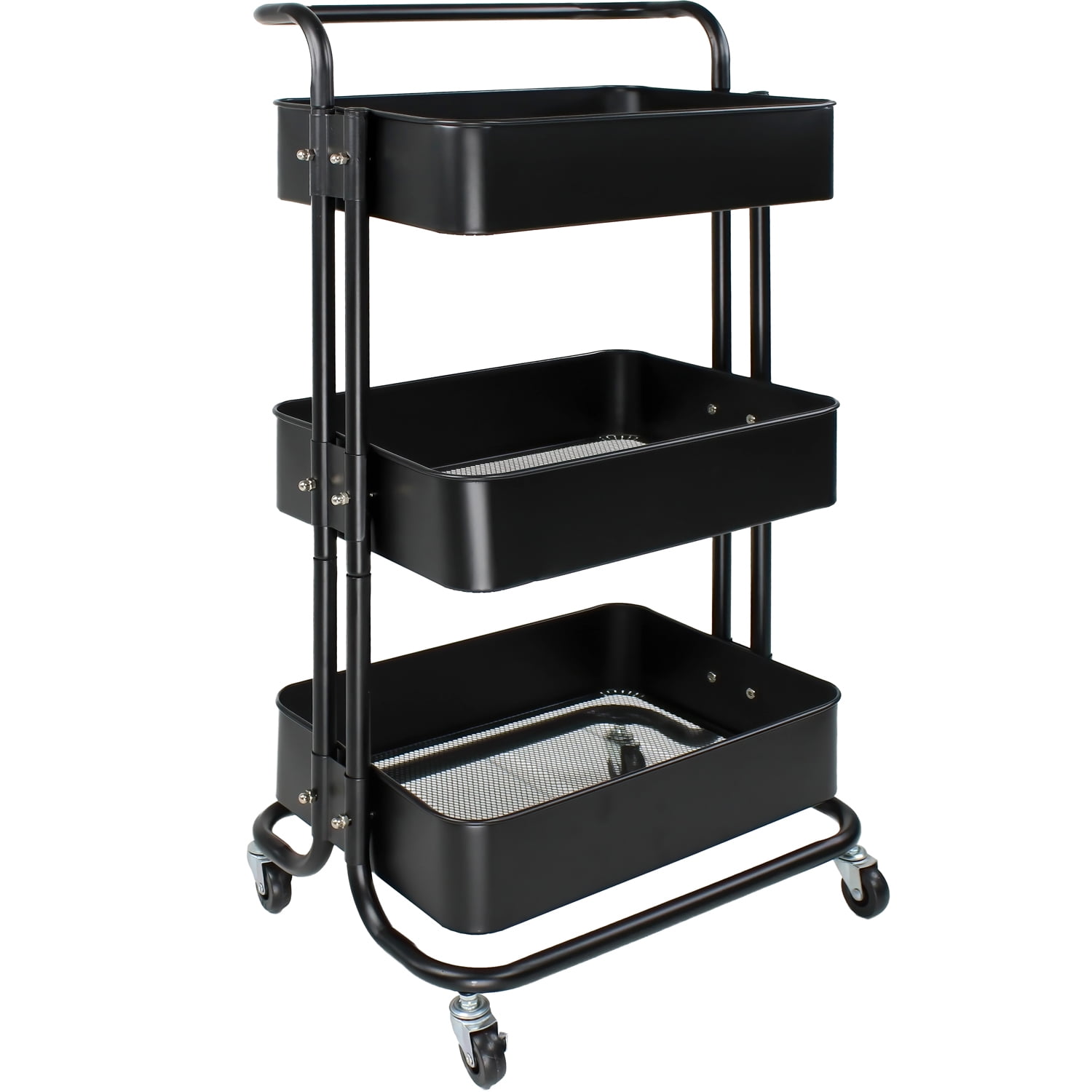 Carrito Auxiliar Organizador Negro Nanofort 3 Niveles Metalico Multi ...