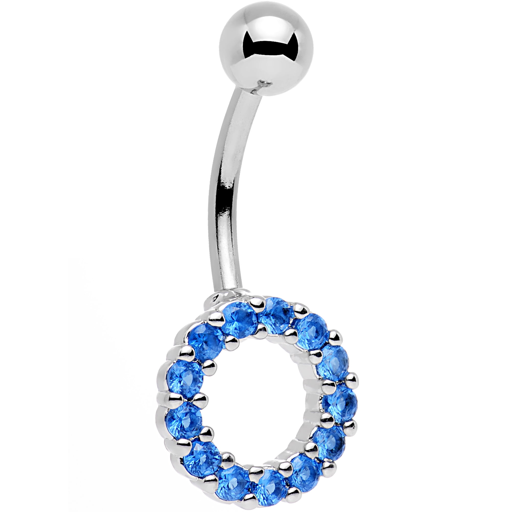 Body Candy Stainless Steel Blue Accent Hollow Circle Belly Button Ring ...