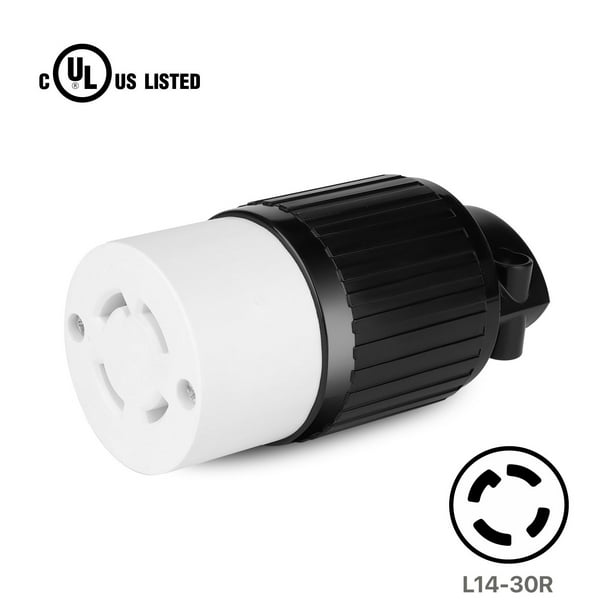 NEMA L14-30R Locking Connector Female Socket, 30 AMP 125/250V 3 Pole 4 ...