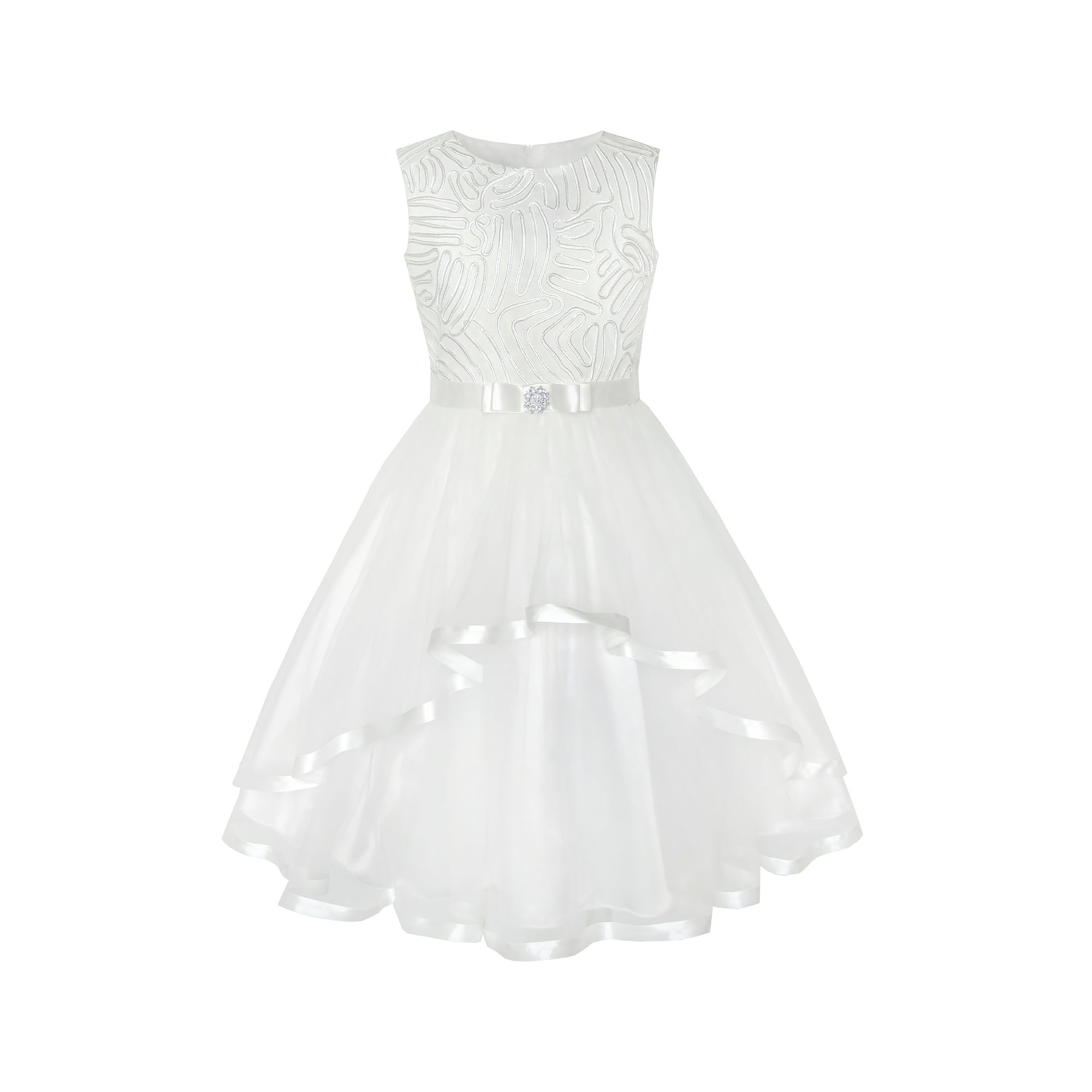 Click here for Sunny Fashion Flower Girls Dress Off White Belted... prices
