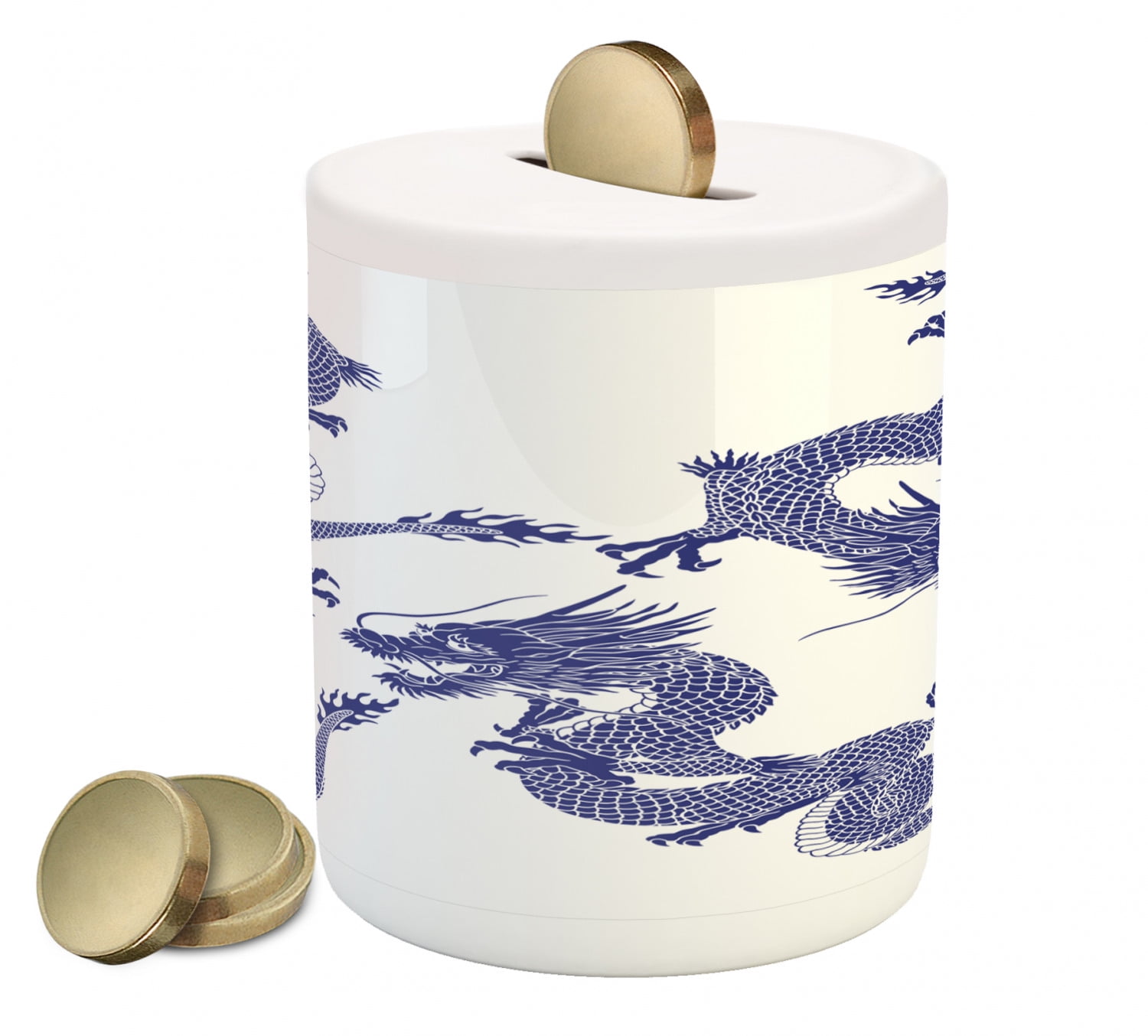 Dragon Piggy Bank, Indigenous Japanese Dragons White Background ...