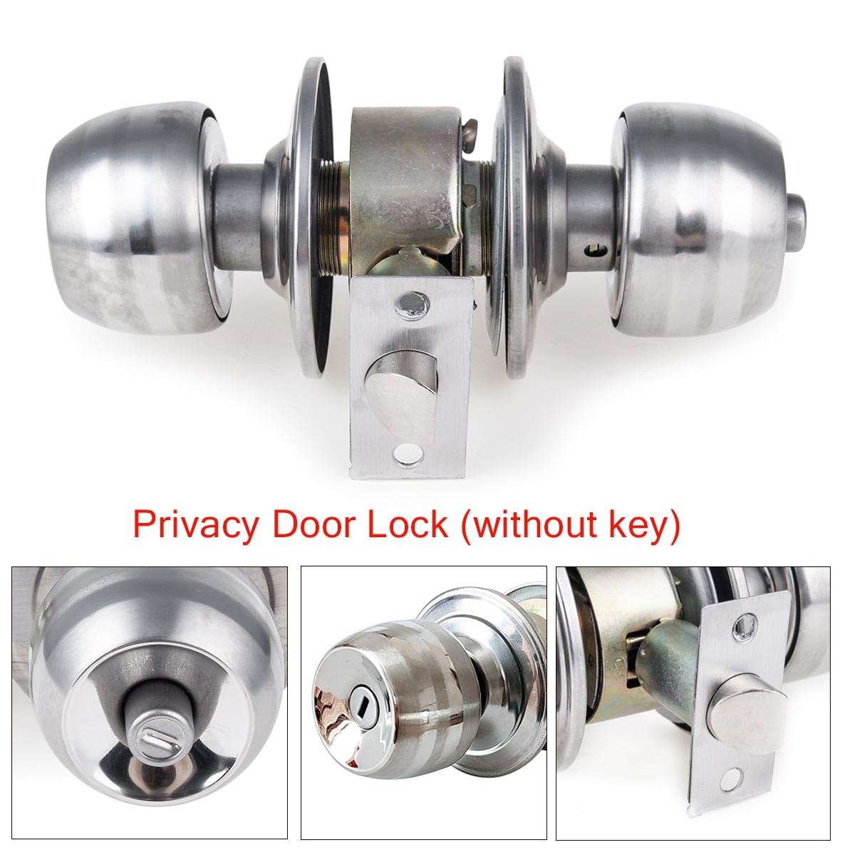 Privacy Door Knobs Stainless Steel Interior Passage Door Lock Keyless ...