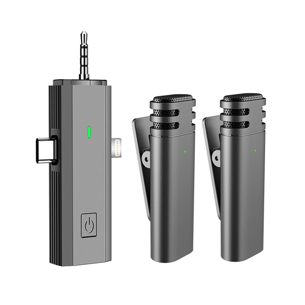 Mini micrófono de solapa inalámbrico 3 en 1 receptor para dispositivos ...