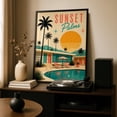 Affixzi Mid Century Modern Palm Springs Sunset Poster, Retro Resort ...