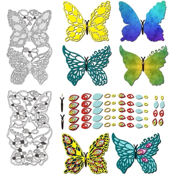 Troqueles de corte de mariposas con plumas de pavo real, plantillas de ...