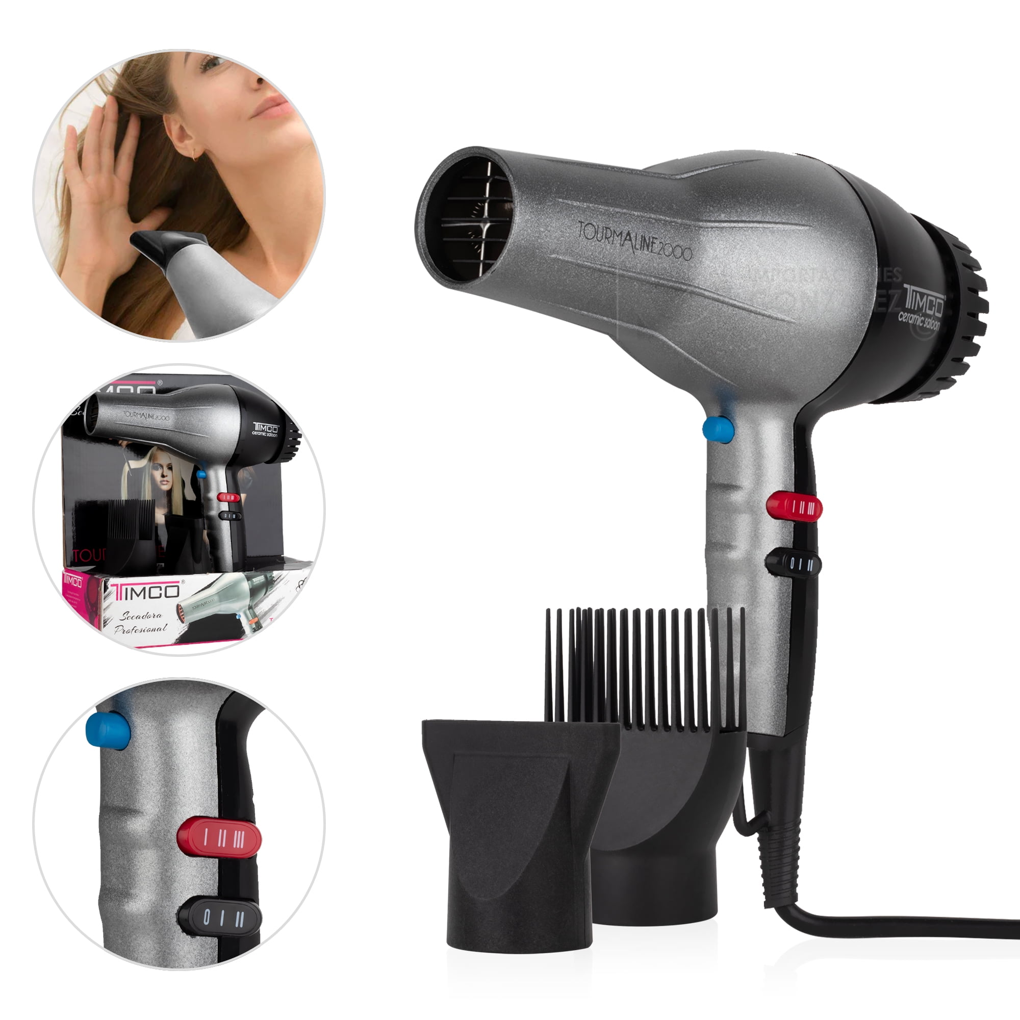 Secadora De Cabello Profesional Timco® Tourmalina + Iones Timco TCS ...