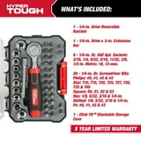 Hyper Tough Socket and Bit Set in Click Fit Case with 40 Pieces Ratchet ...
