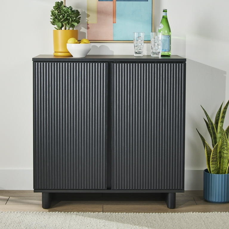 Better Homes Gardens Lillian Fluted Bar Cabinet Rich Black Finish
