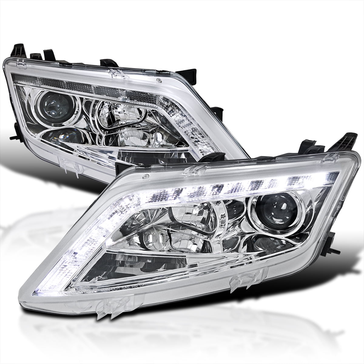 Spec-D Tuning LED Chrome Housing Clear Lens Projector Headlights Head ...