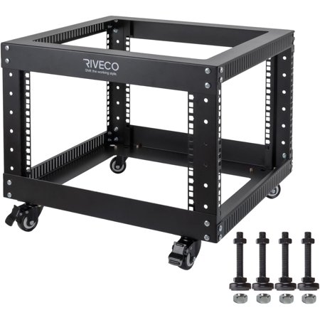 R 6U Open Frame Server Rack with Wheels- Heavy Duty 4 Post Quick ...