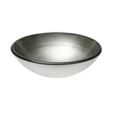 Round Foil Underlay Bathroom Sink Silver Tempered Glass Vessel Sink ...