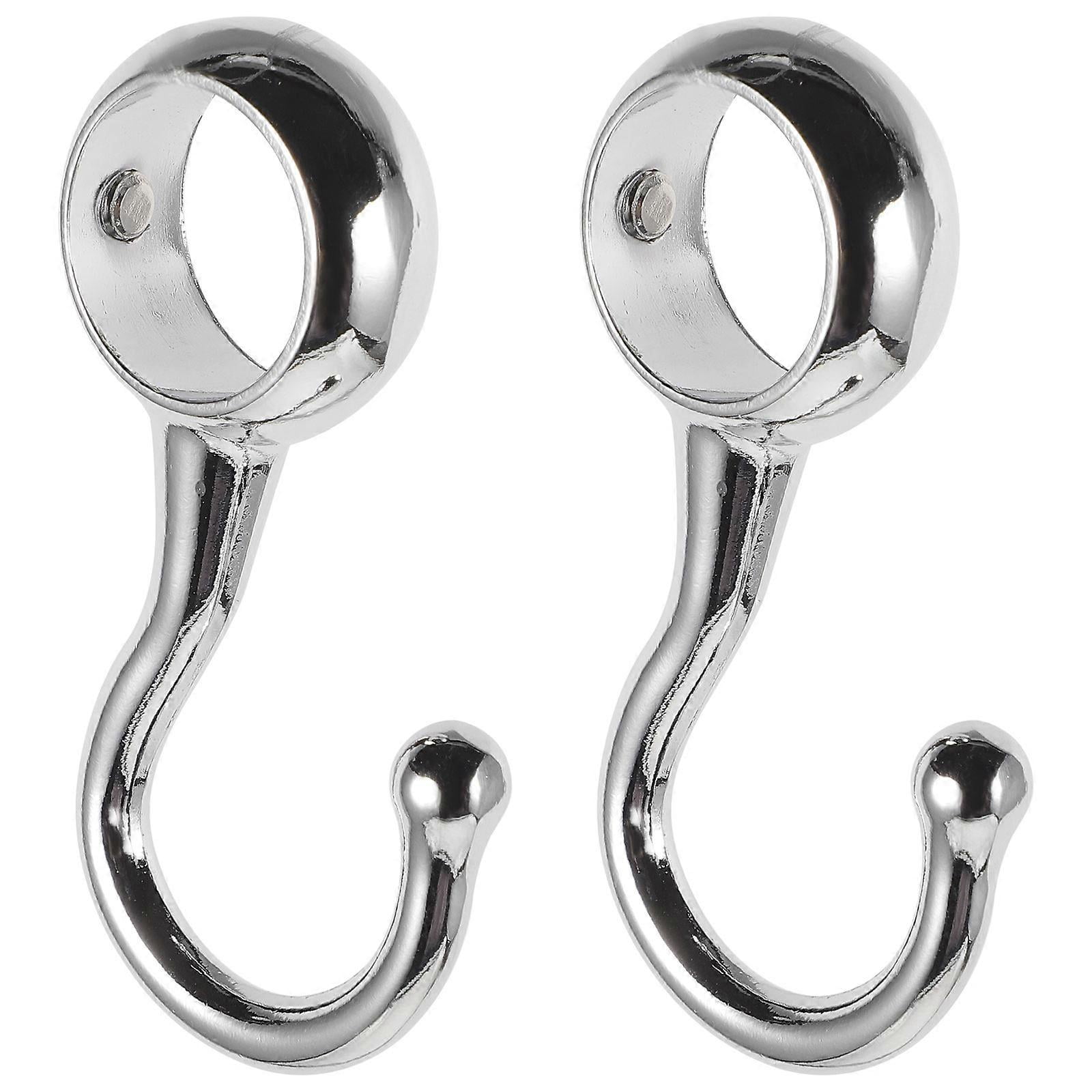 2pcs Round Tube Positioning Hooks Curtain Rod Hooks Clothes Drying Rod ...