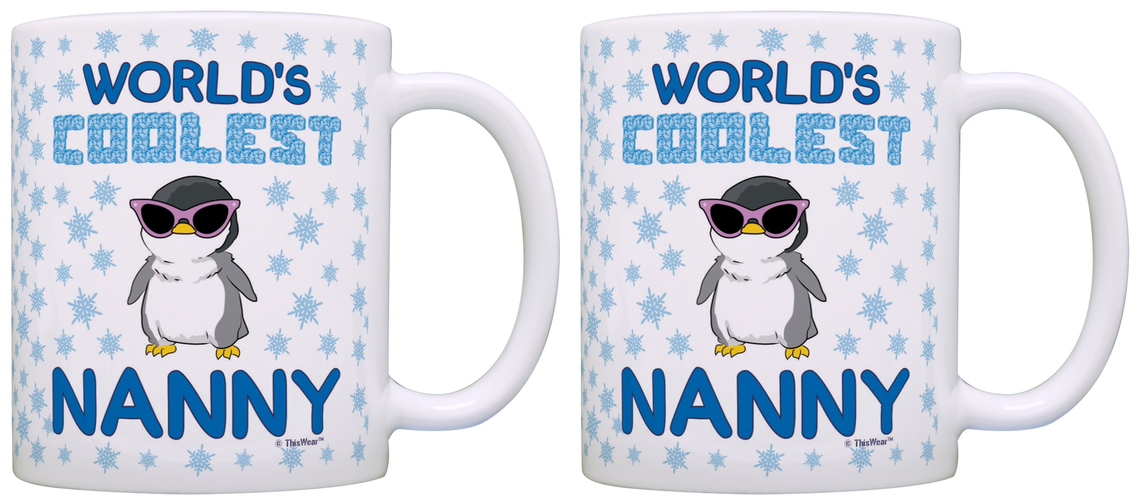 ThisWear Nanny Mugs World's Coolest Nanny Penguin 11 ounce 2 Pack ...