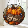 Autumn Hedgehog Stained Glass Style Suncatcher Window Hanging, Fall ...
