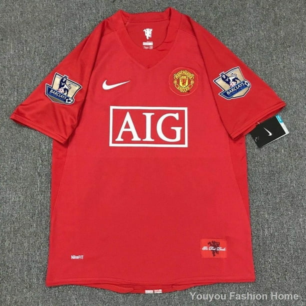 Uniformes 07/08 Manchester United home Camiseta de Manga Larga Manga ...