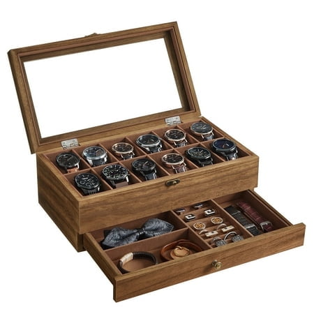 Click here for Songmics 12-Slot Watch Box brown  2-Tier Display C... prices