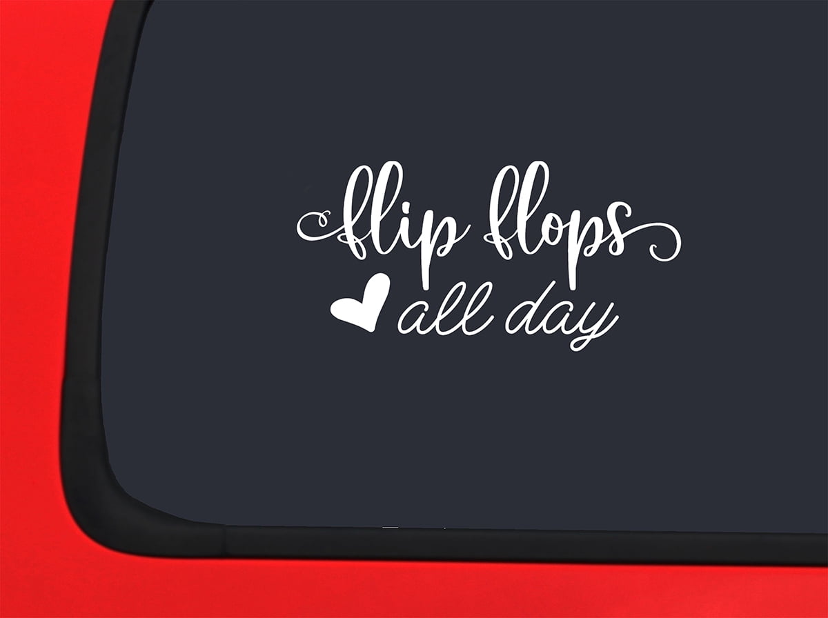 Car Sticker Flips Flops All Day Love Heart Beach Summer Vacation Car ...