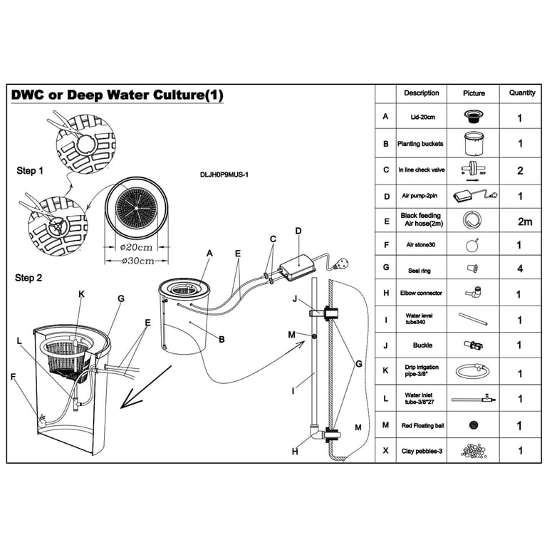 DWC Hydroponic System 5 Gallon 5-Gallon DWC Hydroponics Grow System ...