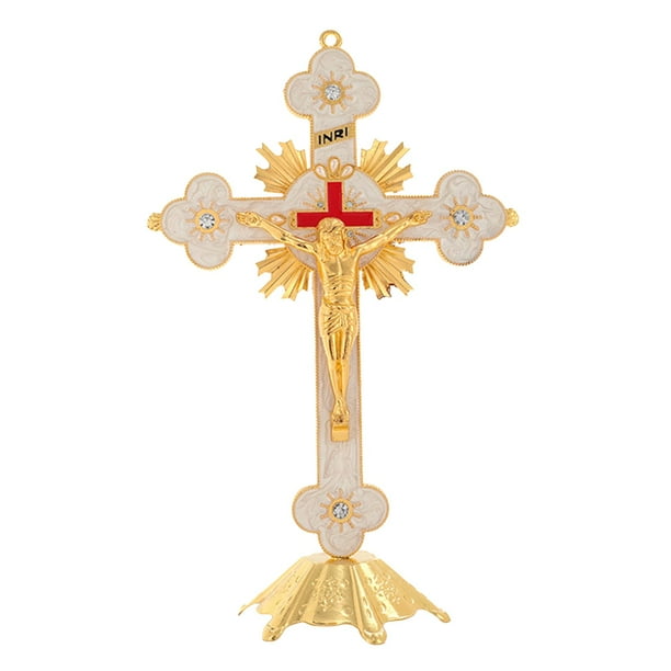 Rongfmy Cross Crucifix Figurine Catholic Crucifix with Stand for Home ...