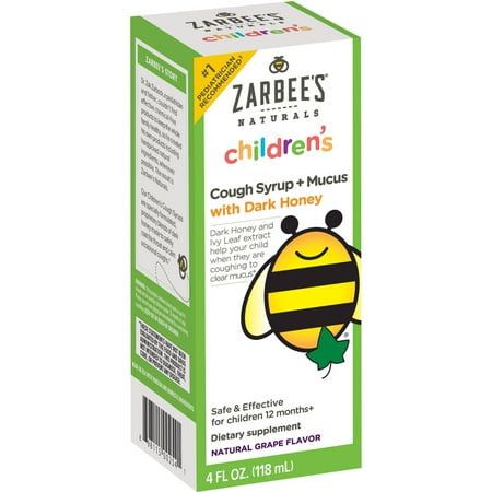 Zarbee's Naturals Children's Cough Syrup + Mucus with Dark Honey, 4 fl ...