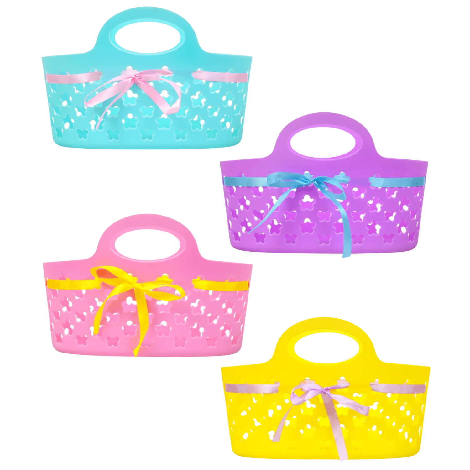 Easter Ribbon Oval Plastic Baskets with Handle Home Kitchen Party Favor ...
