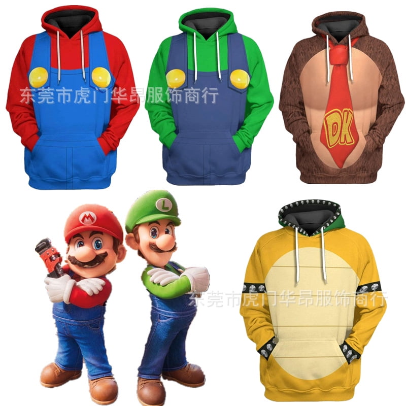 Disfraz de Super Mario Bros para hombre y niña, Sudadera con capucha ...