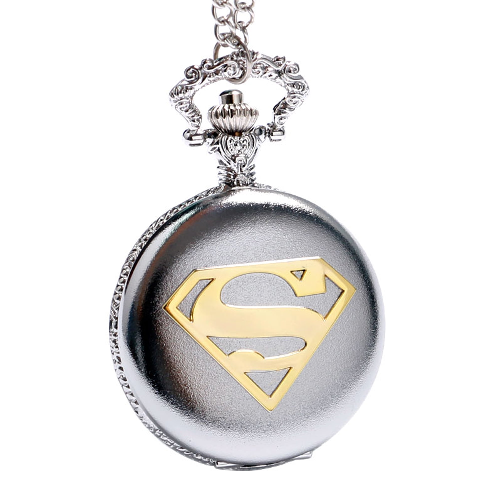 Superman Silver and Gold Pocket Watch Anti-Tarnish Superman Super Hero ...