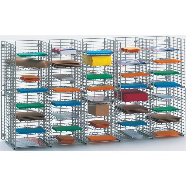 Charnstrom 40-Pocket 60"W Coated Wire Sorter with Adjustable Shelves in ...