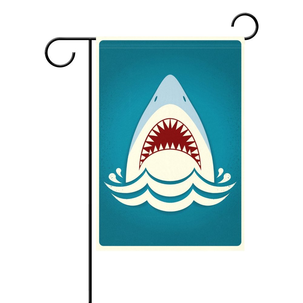 POPCreation Ocean Great White Shark Garden Flag Summer Ocean Sea Sunset ...