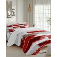 Abstract Red Grey Striped Soft Breathable Bedding Set with Pillow Shams ...