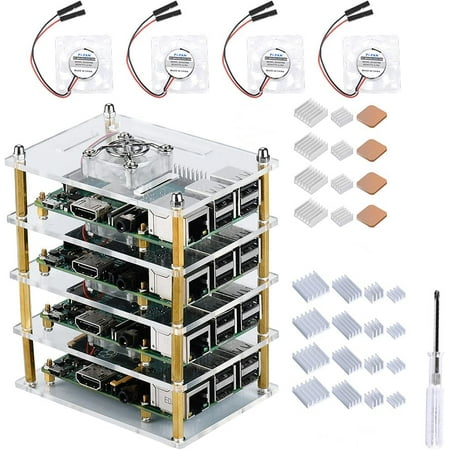 GeeekPi Raspberry Pi 4 Cluster Case, Raspberry Pi 4 Case with Cooling ...