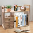 Desktop Bookshelf Wood Storage Rack Adjustable Display Table Shelf ...