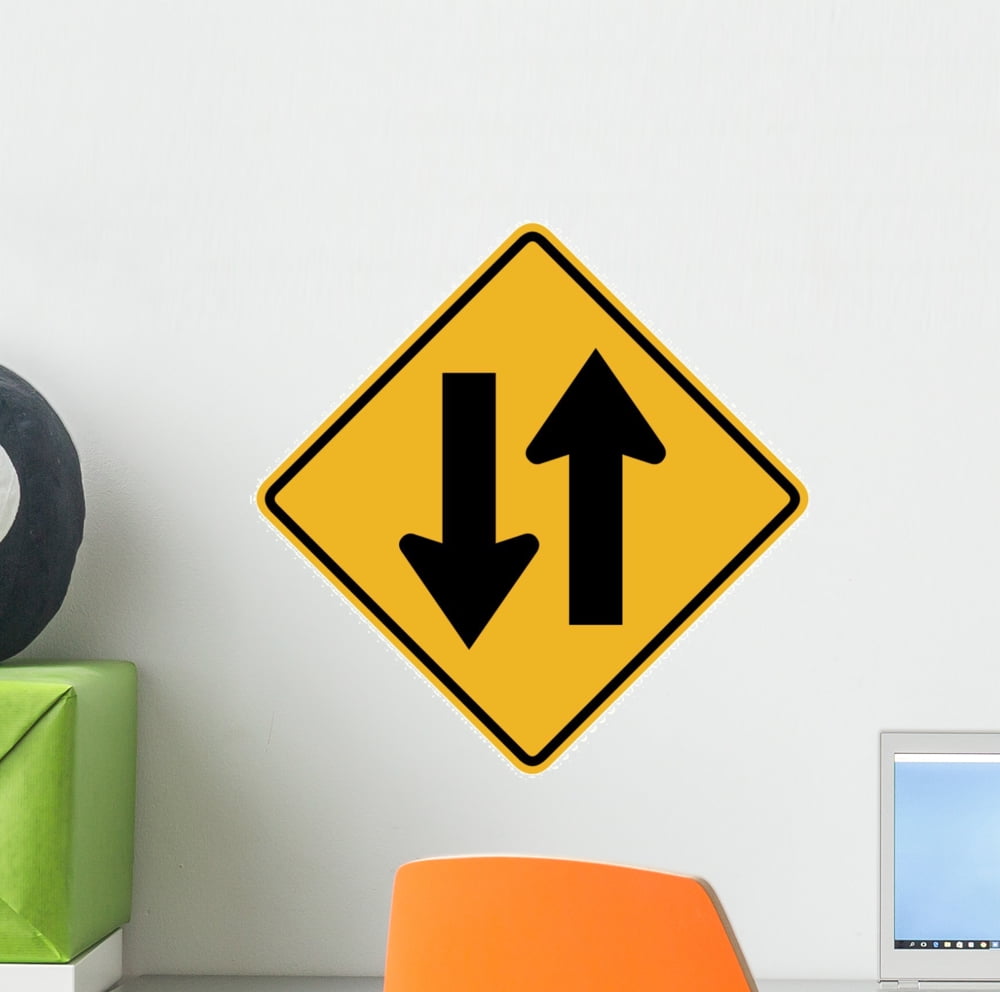Two Way Traffic Sign Wall Decal by Wallmonkeys Peel and Stick Graphic ...