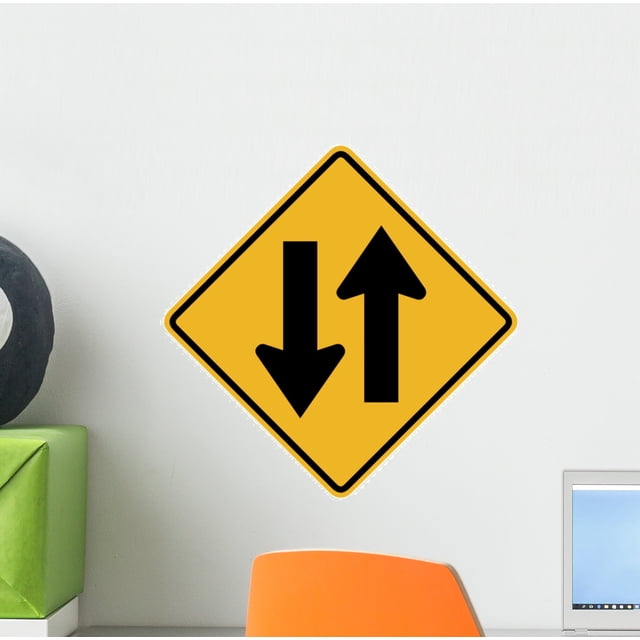 Two Way Traffic Sign Wall Decal by Wallmonkeys Peel and Stick Graphic ...