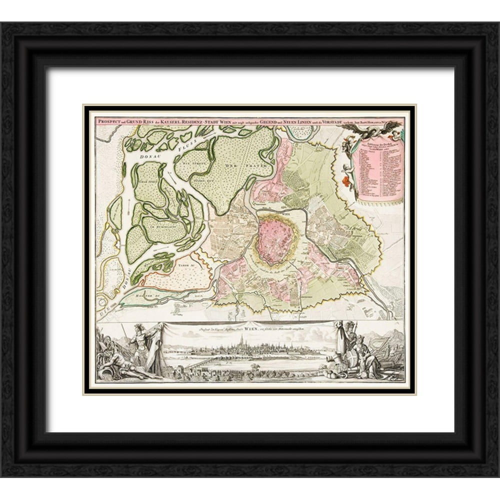 Homann, Johann Baptista 13x12 Black Ornate Wood Framed with Double ...