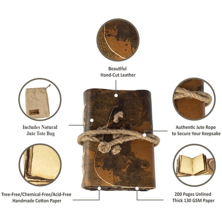 Vintage Leather Journal with Rope Closure - Small Antique Handmade ...