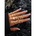 12pcs Goldtone Wide Band Ring Set, Fashionable Hip Hop Punk Womens ...