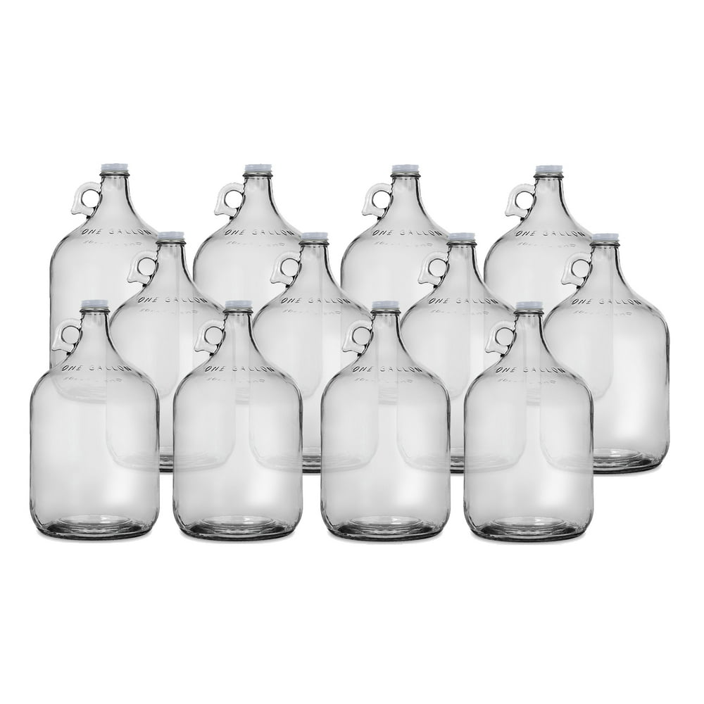 One Gallon Glass Jug With 38mm White Metal Screw Cap Set Of 12