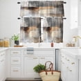 Abstract Style Kitchen Curtains Valance and Tier Set Vintage Gray Beige ...