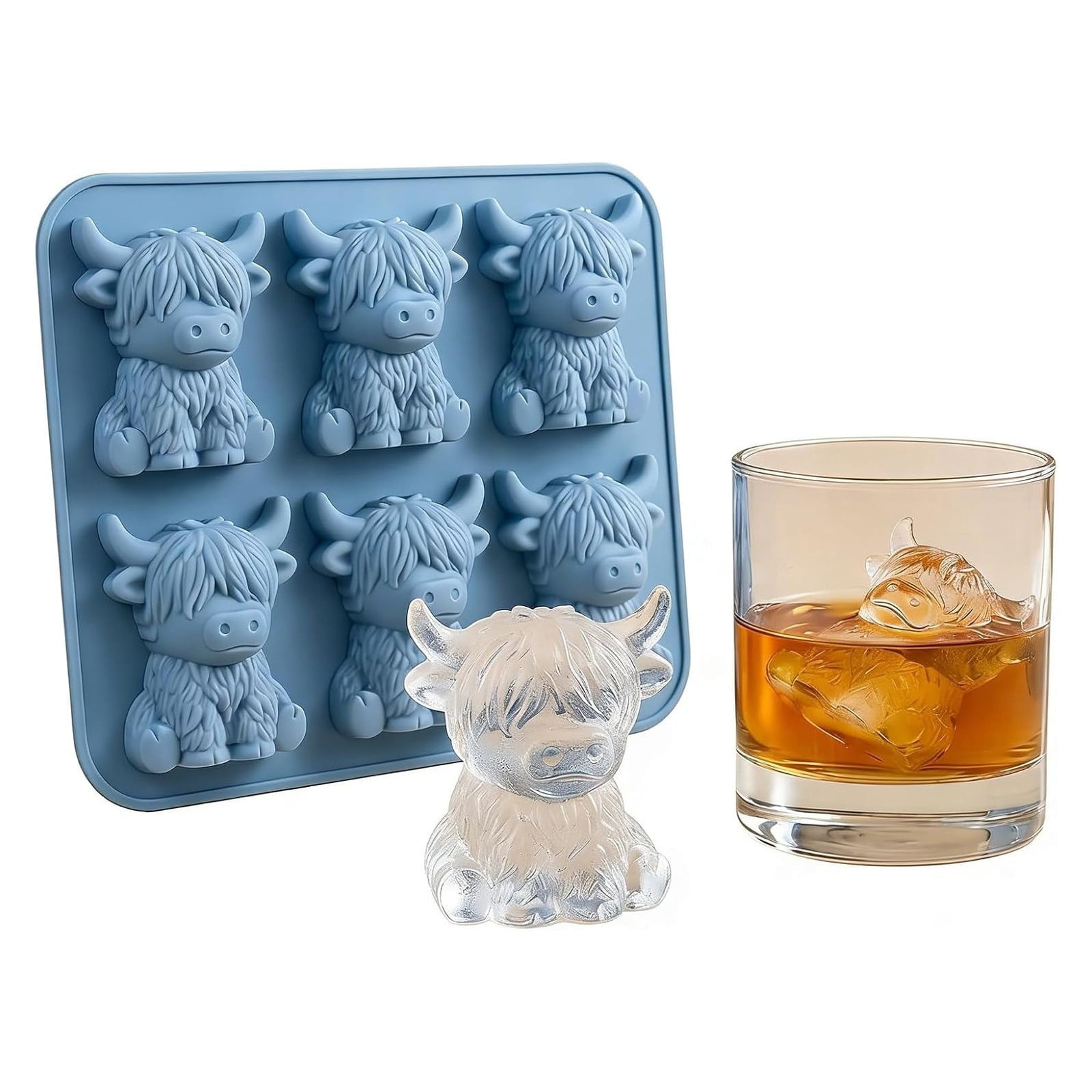 Click here for 3d Mini Highland Cow Ice Cube Mold - Souew Cute Co... prices