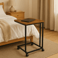 Homy Casa C-Shaped End Table with Wheels for Sofa Side, Bedside ...
